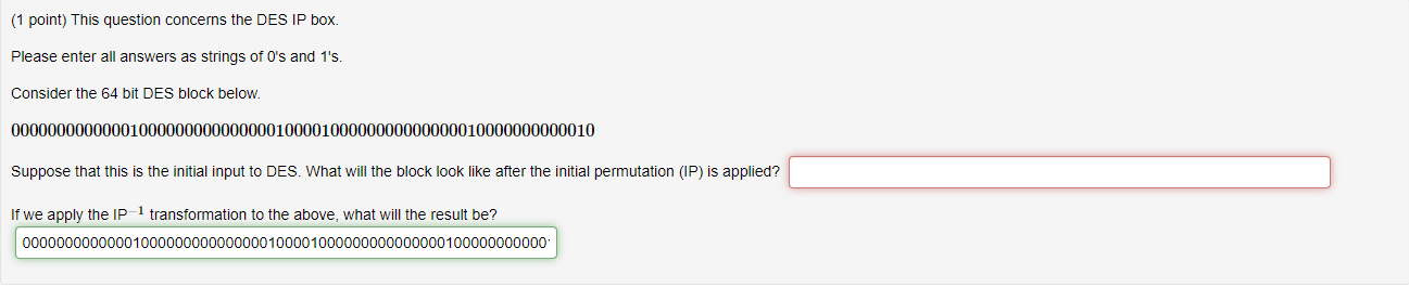 (1 point) This question concerns the DES IP box. | Chegg.com