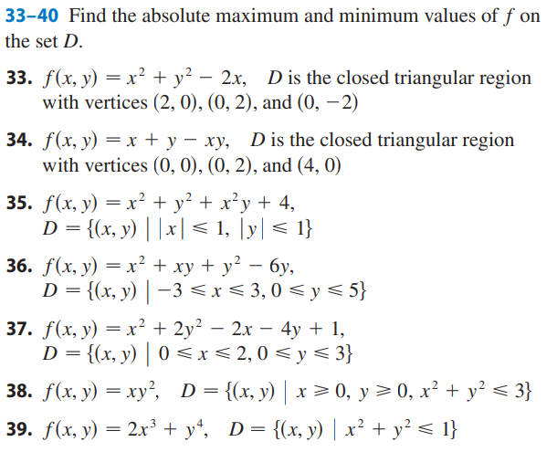 Solved 33-40 Find the absolute maximum and minimum values of | Chegg.com