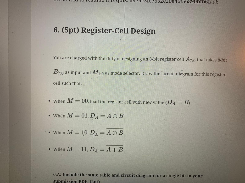 quz. 9 632e20a46156890bfb6faa6 6. (5pt) Register-Cell | Chegg.com