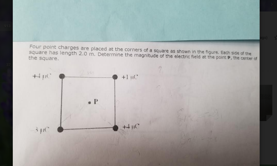 Solved Four point charges are placed at the corners of a | Chegg.com