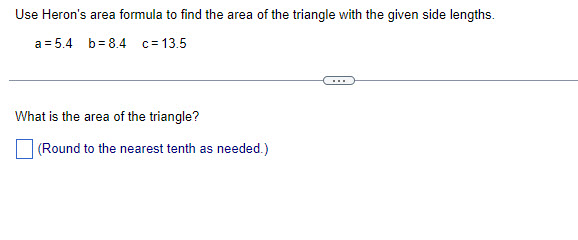 Solved Use Heron's area formula to find the area of the | Chegg.com