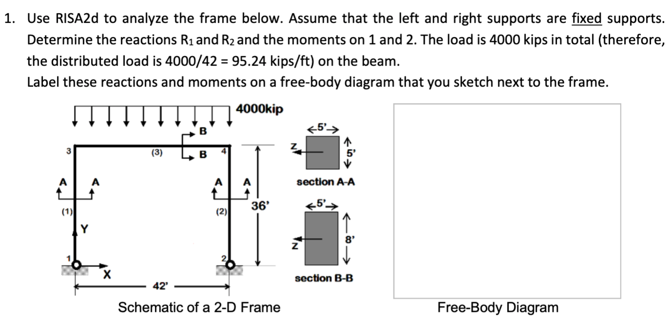 Solved 1. Use RISA2d to analyze the frame below. Assume that | Chegg.com