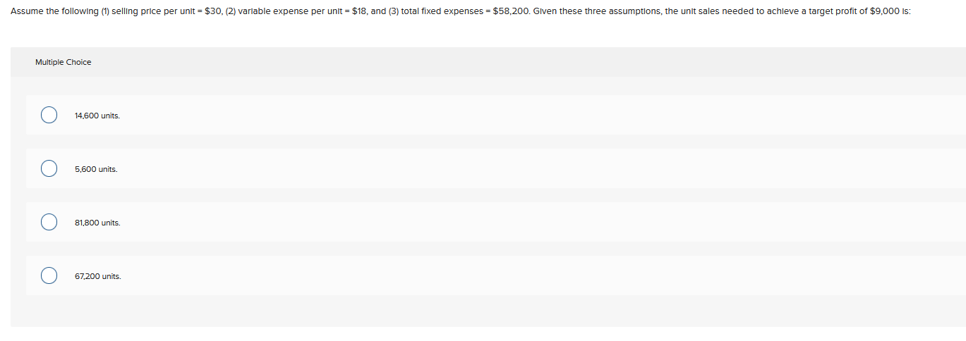 Solved Multiple Choice 14,600 units. 5,600 units. 81,800 | Chegg.com