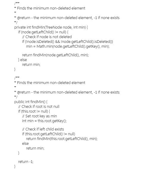 I need help fixing this code: The findMin and findMax | Chegg.com