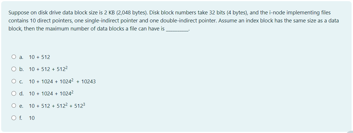 Solved Suppose on disk drive data block size is 2 KB ( 2,048 | Chegg.com
