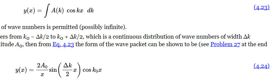 Solved 27. Use a distribution of wave numbers of constant | Chegg.com