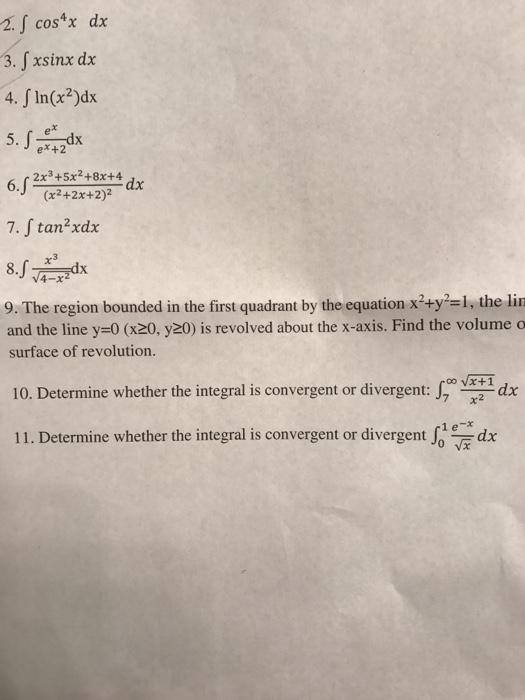 integral cos^4x dx integral x sinx dx integral | Chegg.com