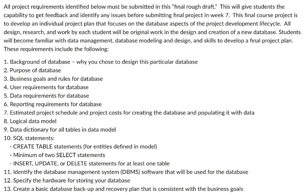 All project requirements identified below must be | Chegg.com