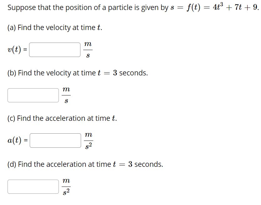 Solved Suppose that the position of a particle is given by s | Chegg.com