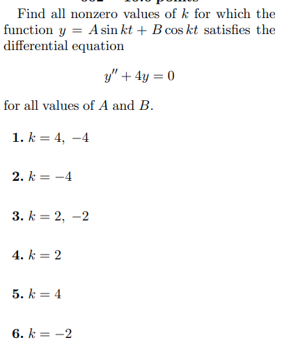 Solved Find all nonzero values of k ﻿for which thefunction | Chegg.com