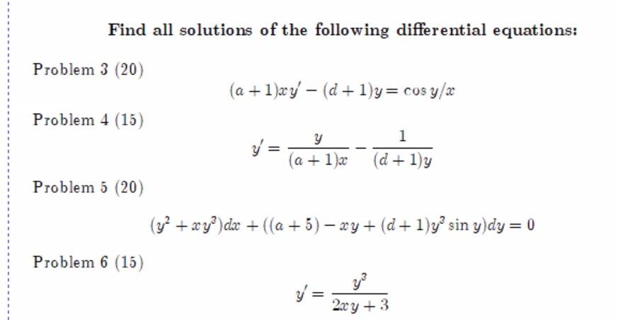 Solved Find all solutions of the following differential | Chegg.com