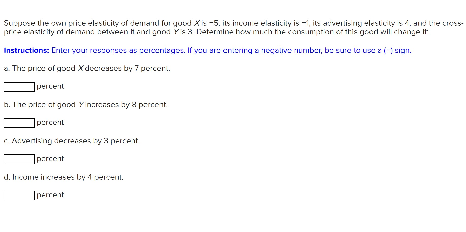 Solved Suppose the own price elasticity of demand for good X | Chegg.com