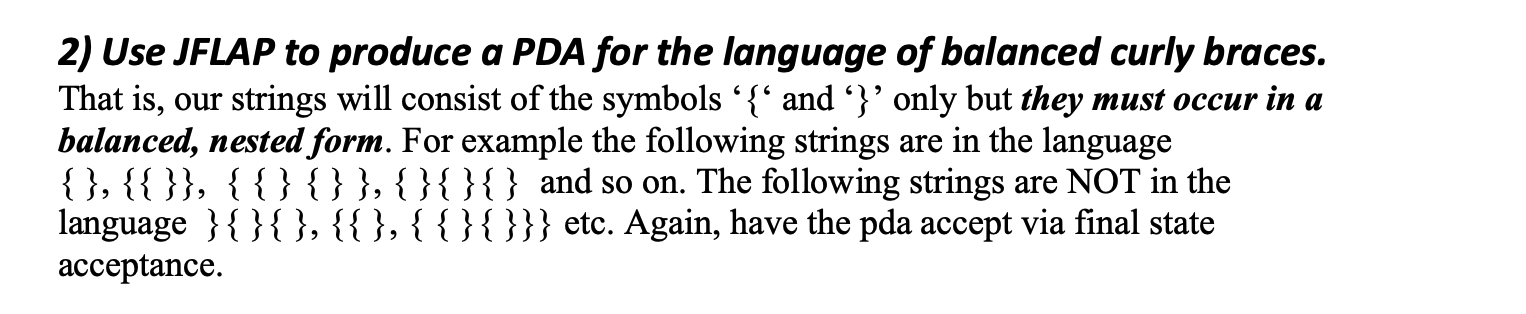 Solved 2) Use JFLAP to produce a PDA for the language of | Chegg.com