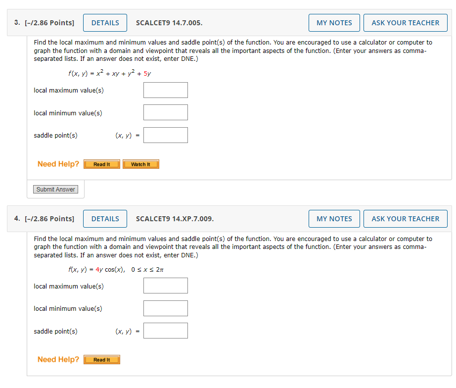 Solved Find The Local Maximum And Minimum Values And Saddle Chegg