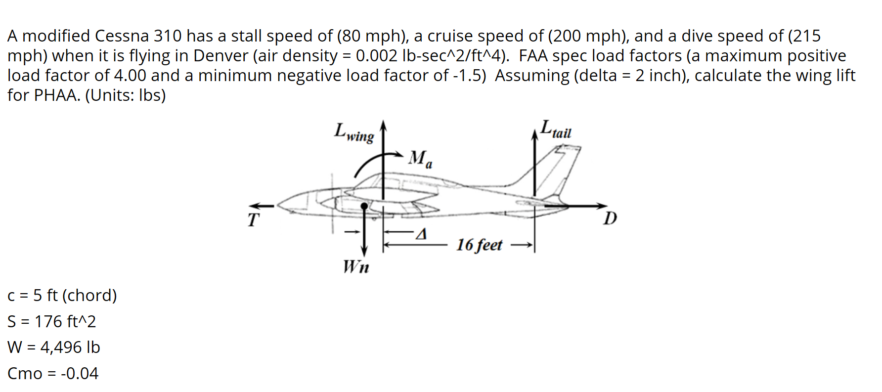 A modified Cessna 310 has a stall speed of (80 mph), | Chegg.com