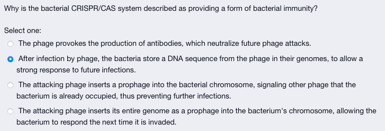 Solved Why is the bacterial CRISPR/CAS system described as | Chegg.com