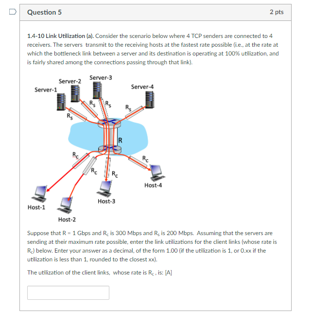 Solved Question 5 2 Pts 1 4 10 Link Utilization a Chegg