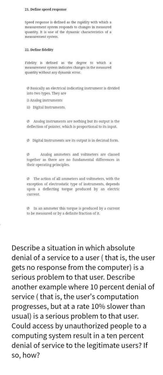 21. Define speed response Speed response is defined | Chegg.com