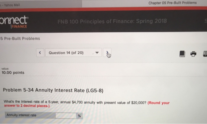 Solved Chapter 05 Pre-Built Problems h- Yahoo Mail onnect | Chegg.com