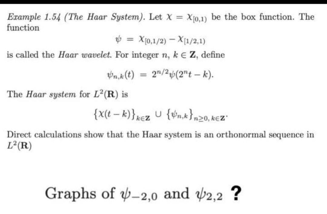 Solved Example 1.54 (The Haar System). Let X = X(0,1) be the | Chegg.com
