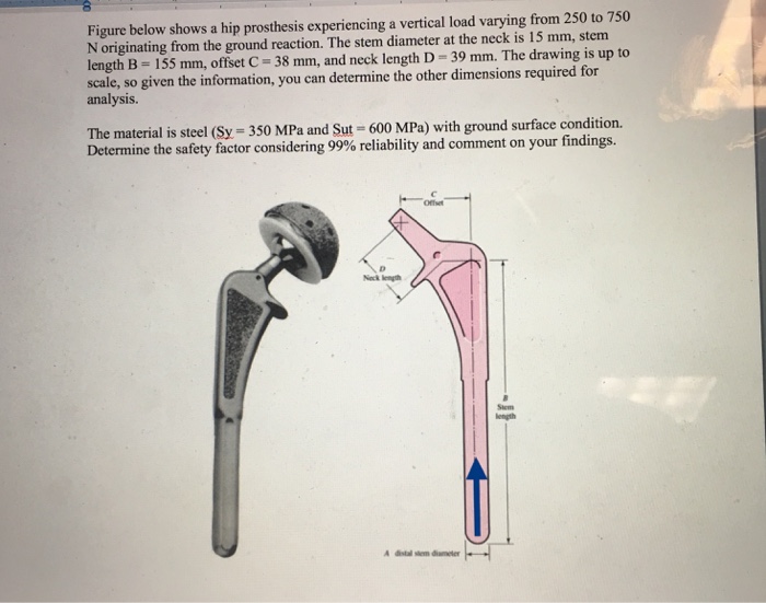 Solved Figure below shows a hip prosthesis experiencing a | Chegg.com