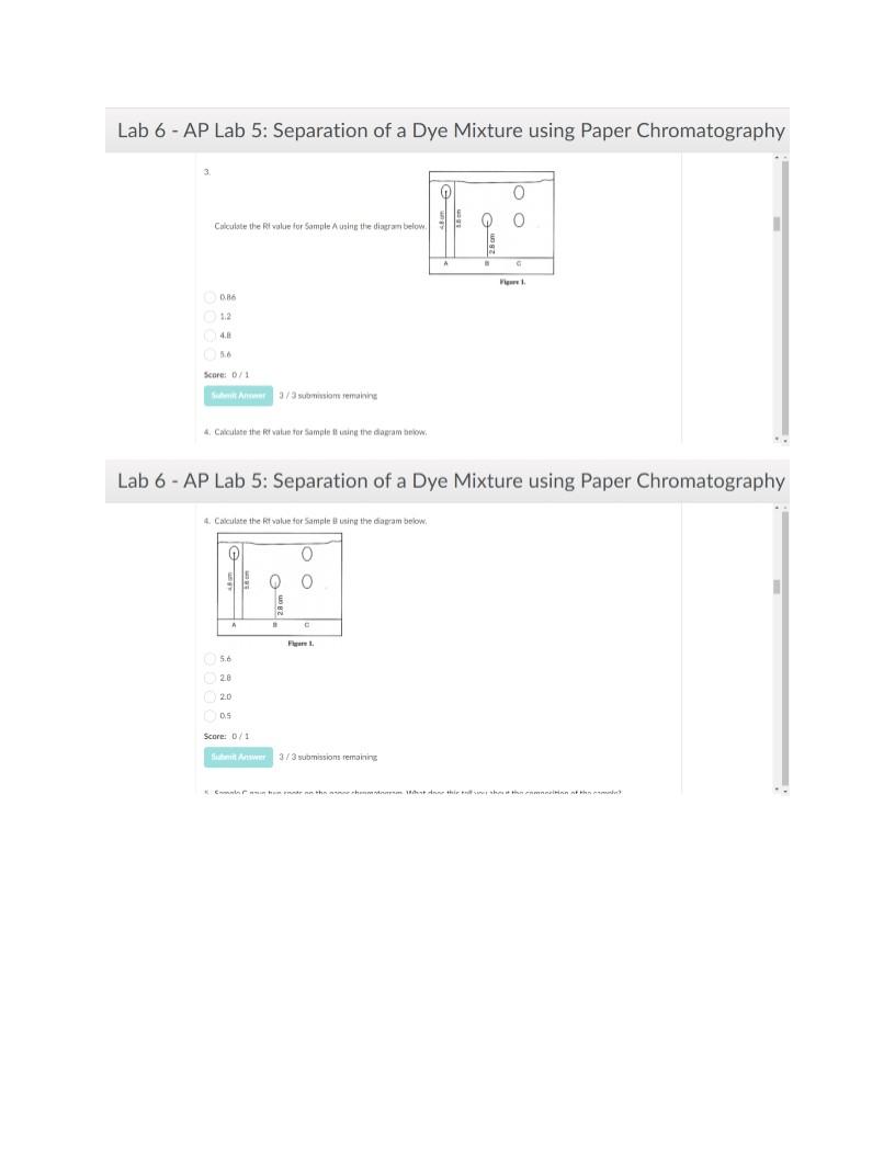 Lab 6 - AP Lab 5: Separation of a Dye Mixture using | Chegg.com