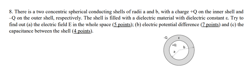 Solved 8. There is a two concentric spherical conducting | Chegg.com