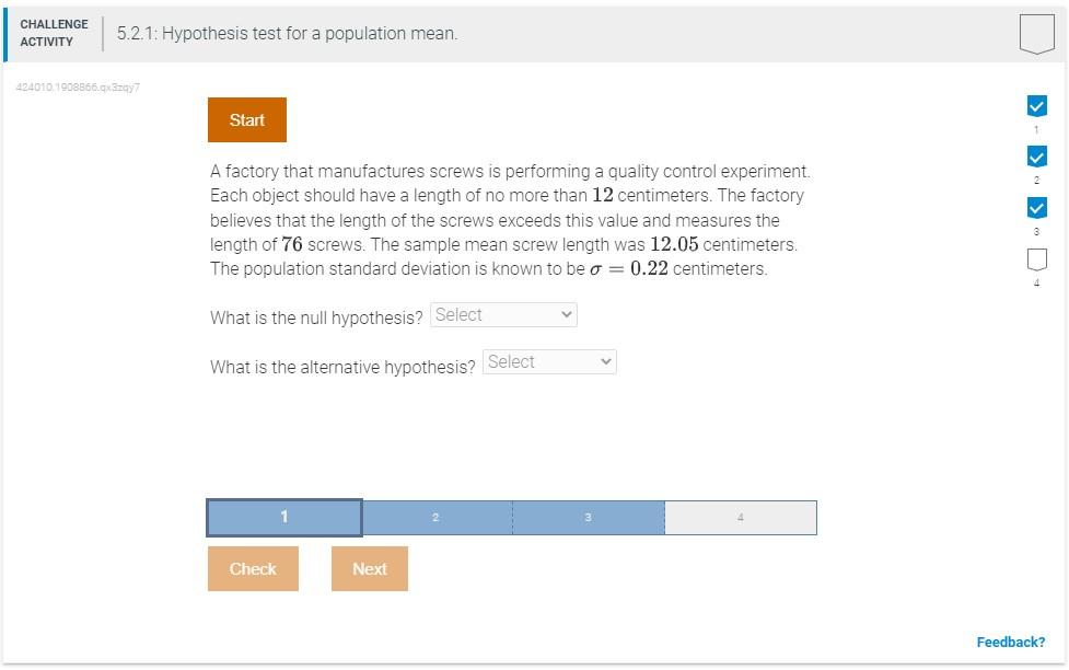 Solved A factory that manufactures screws is performing a | Chegg.com