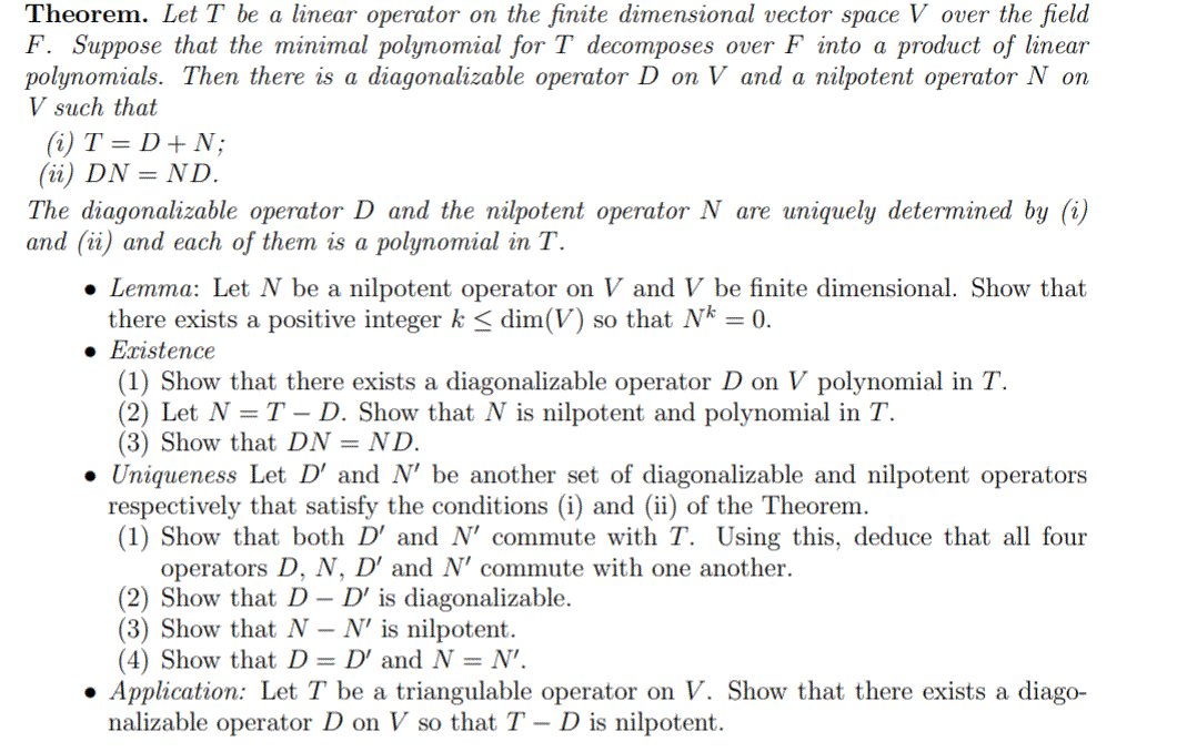 Solved Theorem. Let T be a linear operator on the finite | Chegg.com Solved Theorem. Let T be a linear operator on the finite | Chegg.com