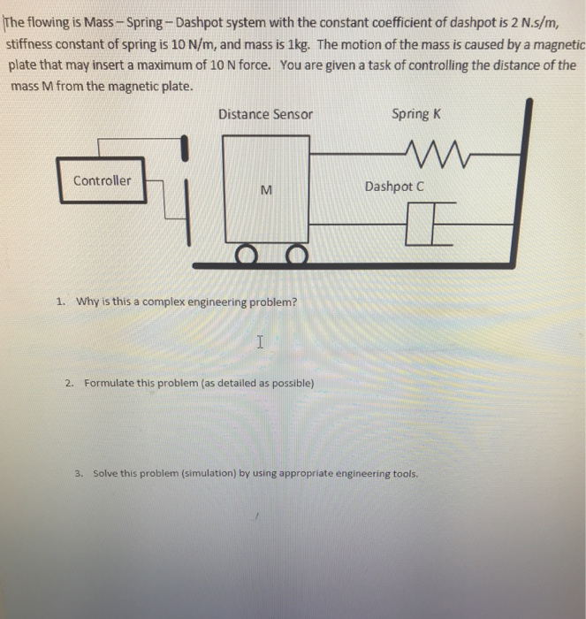 Solved The flowing is Mass-Spring-Dashpot system with the | Chegg.com