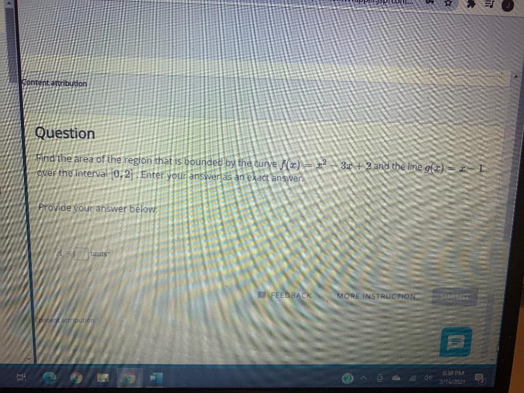 Solved Content attribution Question Find the area of the | Chegg.com