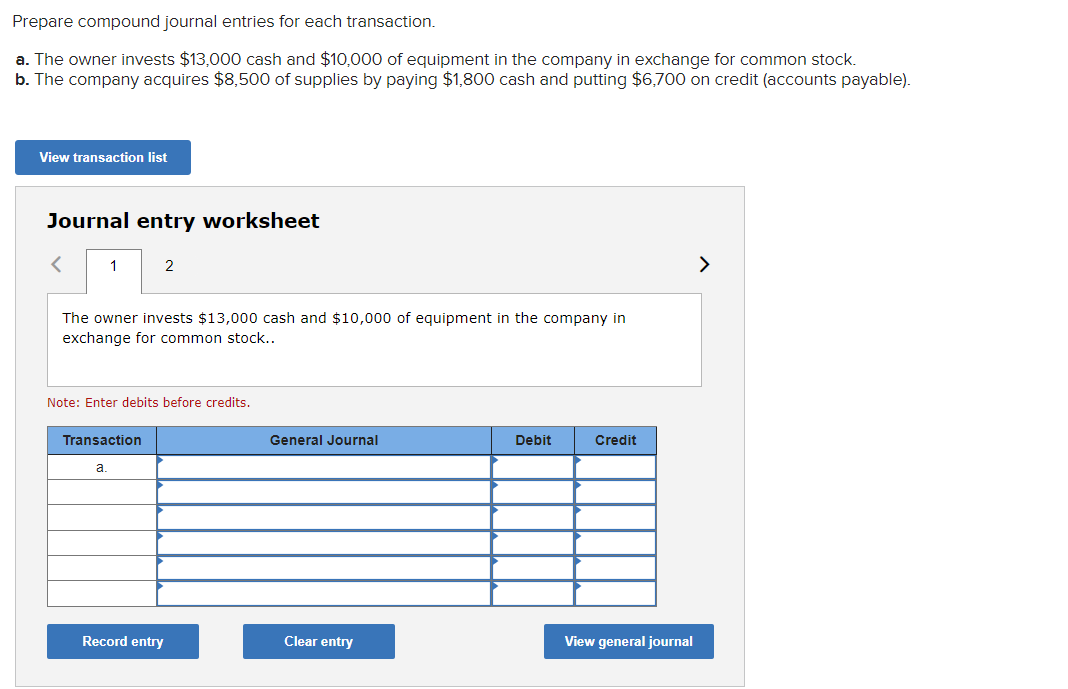 Solved Prepare compound journal entries for each | Chegg.com