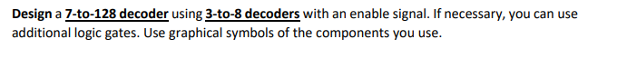 Solved Design a 7-to-128 decoder using 3-to-8 decoders with | Chegg.com