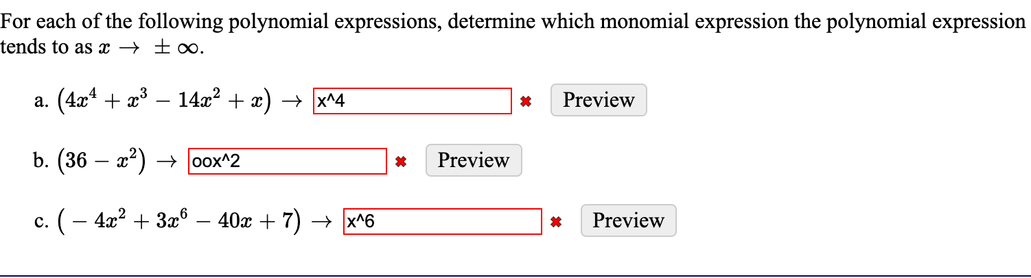 Solved For each of the following polynomial expressions, | Chegg.com