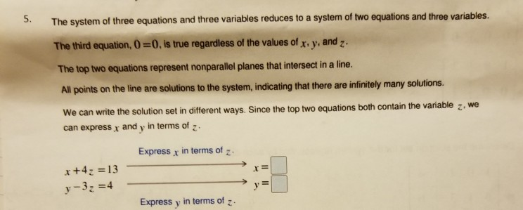 Solved 5. The system of three equations and three variables | Chegg.com