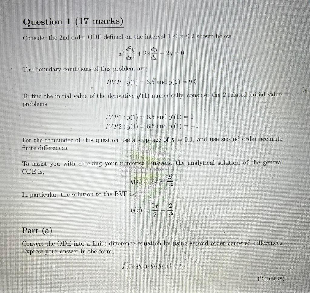 Solved Consider the 2 nd order ODE defined on the interval | Chegg.com