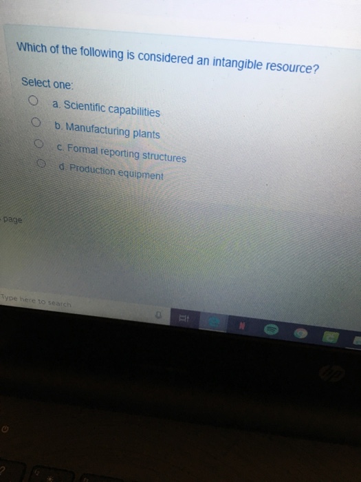 Solved Which of the following is considered an intangible | Chegg.com