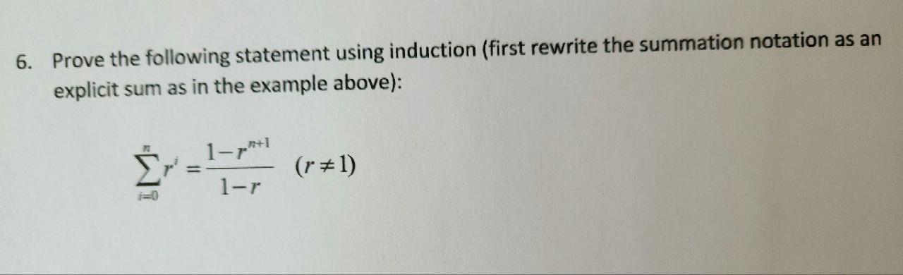 Solved 6. Prove the following statement using induction | Chegg.com