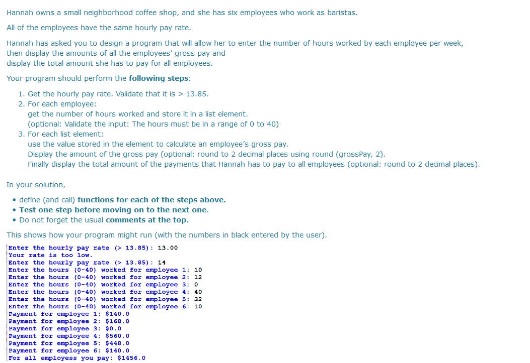 Solved Hannah owns a small neighborhood coffee shop, and she | Chegg.com