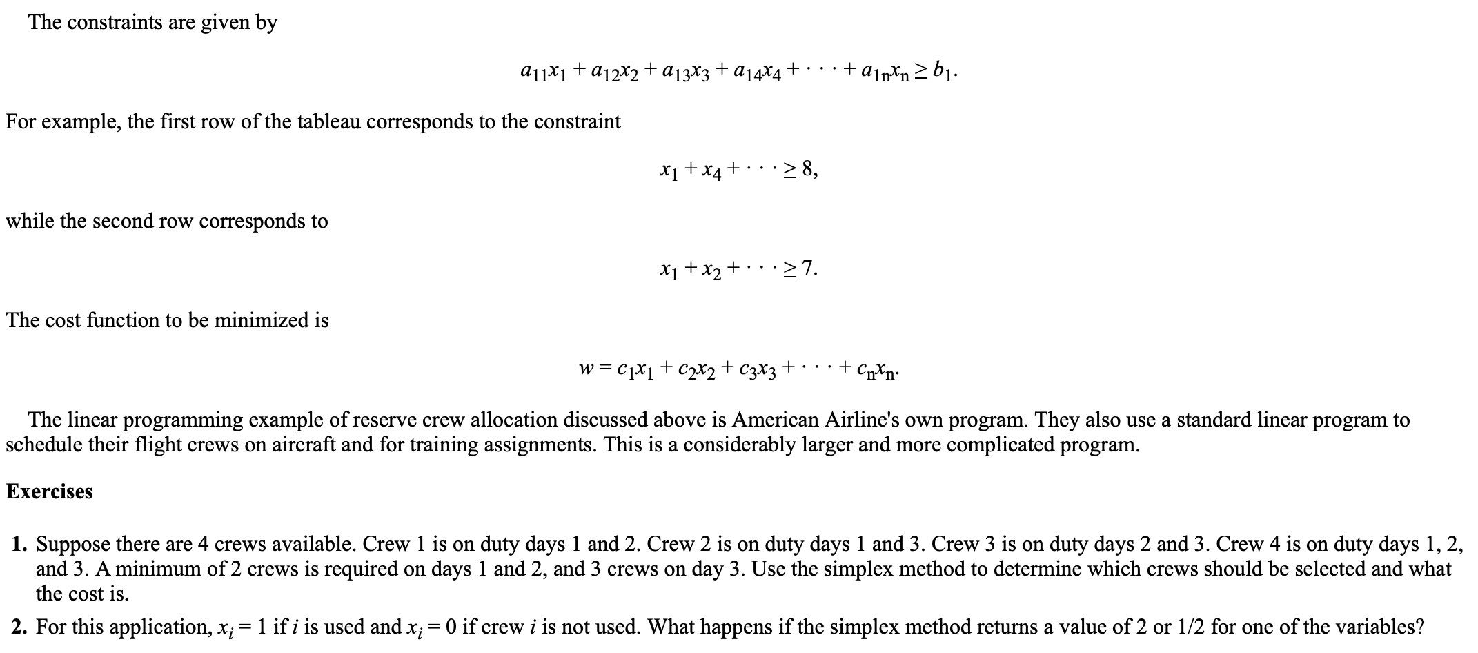 The Reserve Crew Allocation Program is a linear | Chegg.com