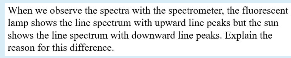 Solved When we observe the spectra with the spectrometer, | Chegg.com