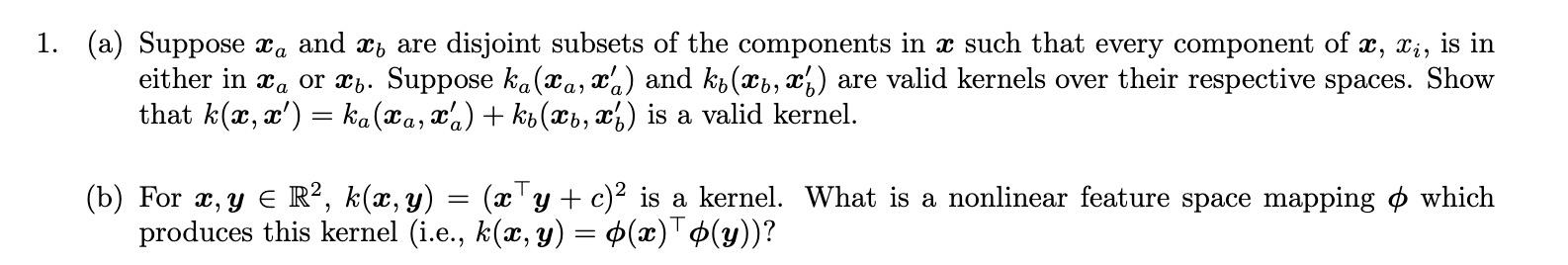 Solved (a) Suppose xa and xb are disjoint subsets of the | Chegg.com