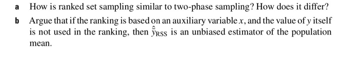 Solved a How is ranked set sampling similar to two-phase | Chegg.com