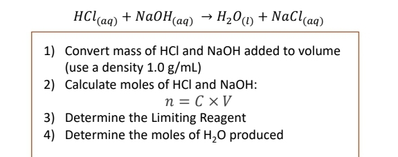 Solved HCl(aq)+NaOH(aq)→H2O(l)+NaCl(aq) 1) Convert mass of | Chegg.com