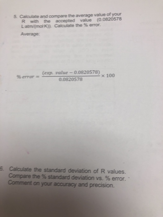 5 Calculate and compare the average value of your R | Chegg.com