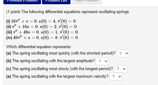Solved (iii) S" (1 point) The following differential | Chegg.com
