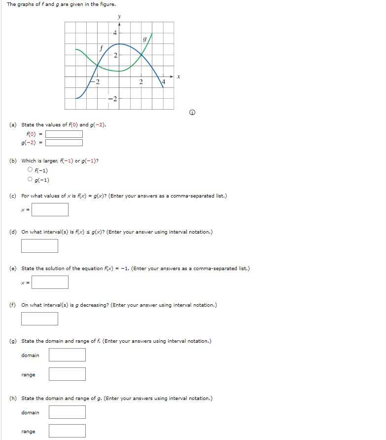 Solved The graphs of f and g are given in the figure. (1) | Chegg.com