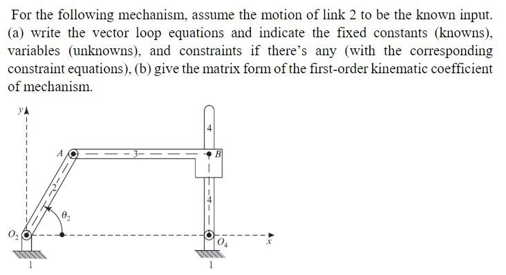 Solved For the following mechanism, assume the motion of | Chegg.com