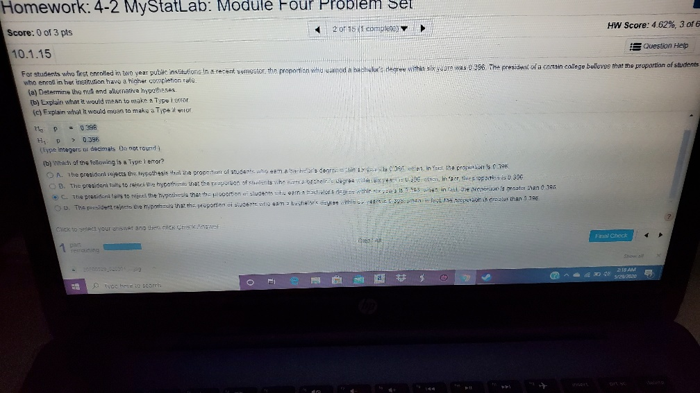 Solved Homework: 4-2 MyStatLab: Module Four Problem Sel 2 of | Chegg.com