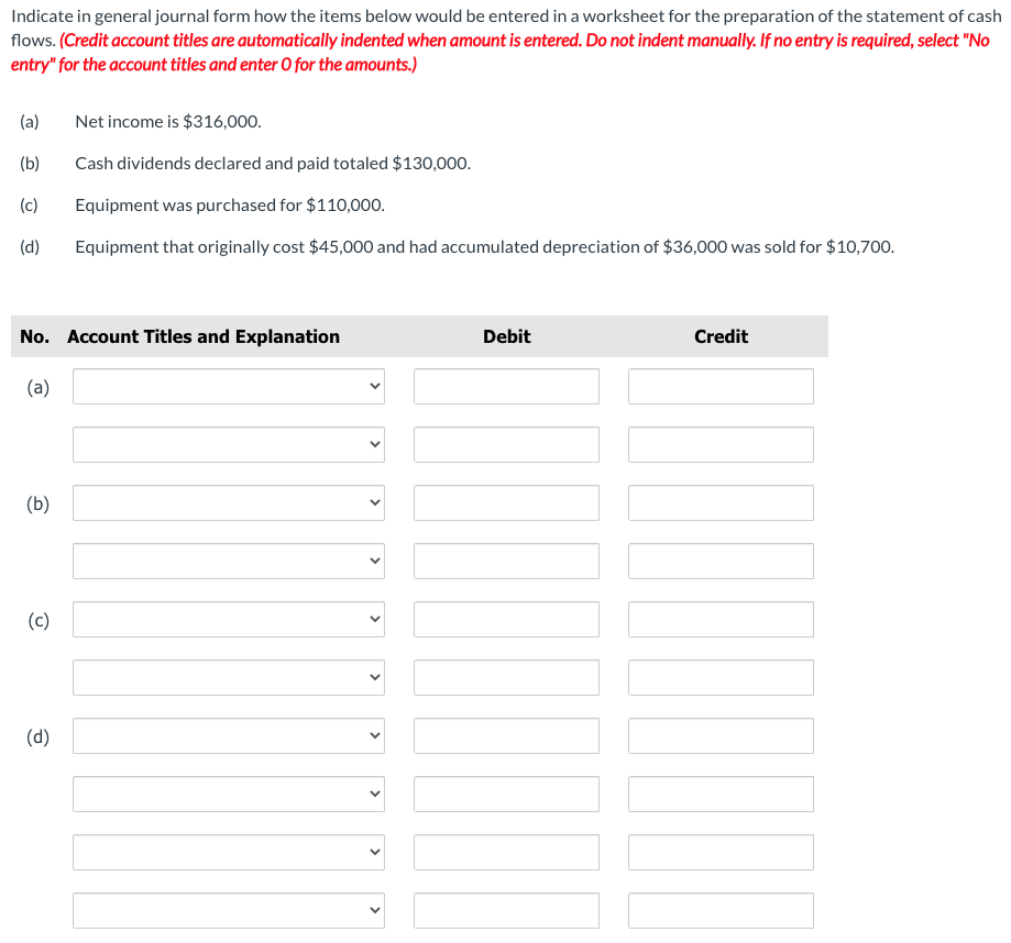 Solved Indicate in general journal form how the items below | Chegg.com
